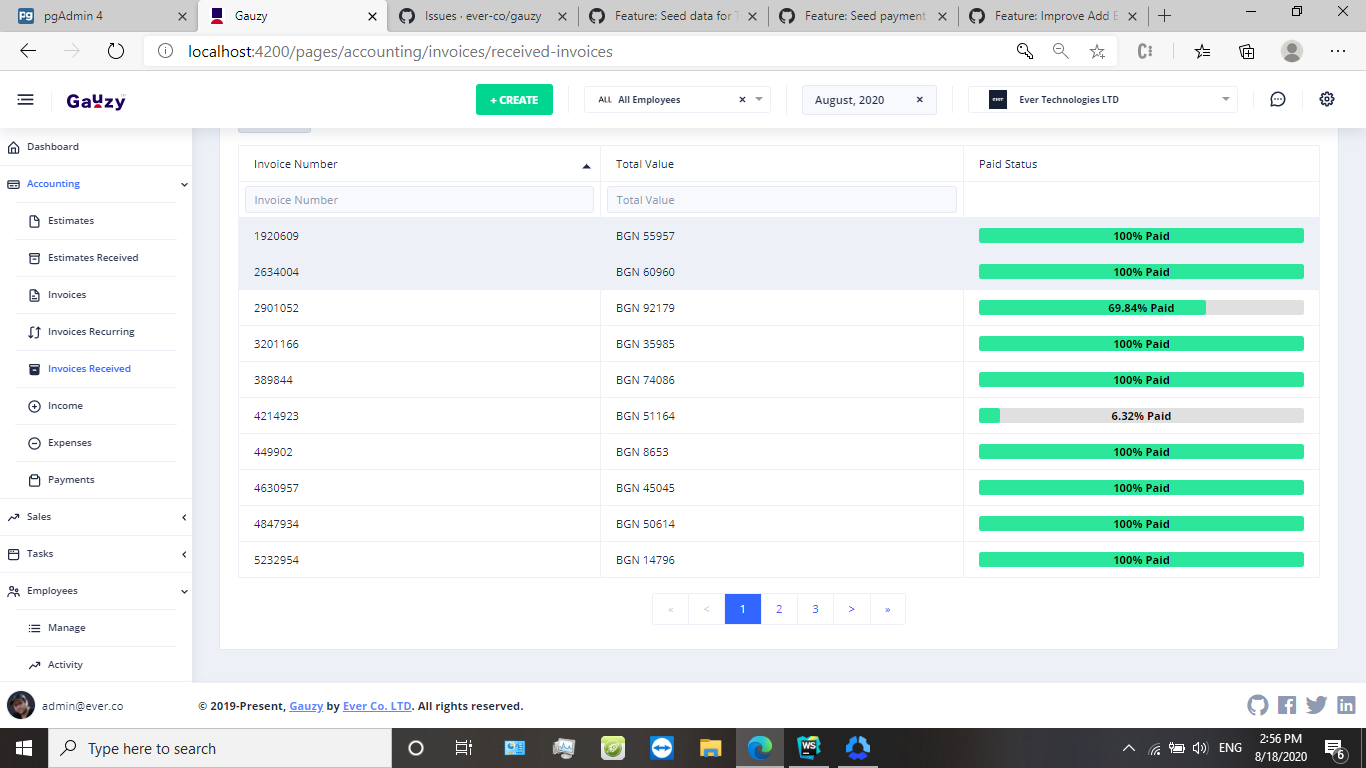 Feature: Seed payment information, invoice. Fix expense, income seed ...