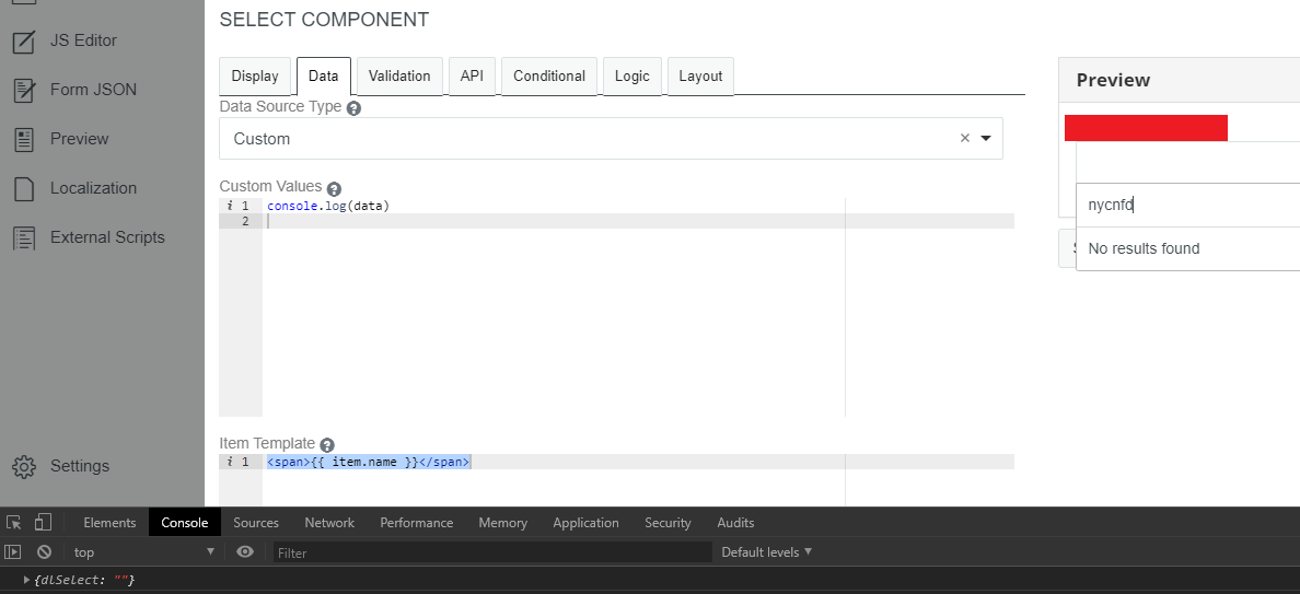[QUESTION] How can I get a select custom datasource to trigger code on autocomplete? · Issue ...