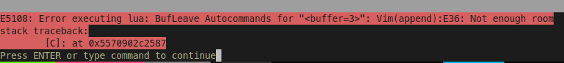 Exiting `New Note:` prompt causes "Not enough room" error with neovim winbar enabled · Issue ...