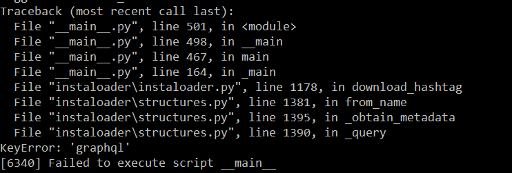 CMD: KeyError: 'graphql' · Issue #1450 · instaloader/instaloader · GitHub