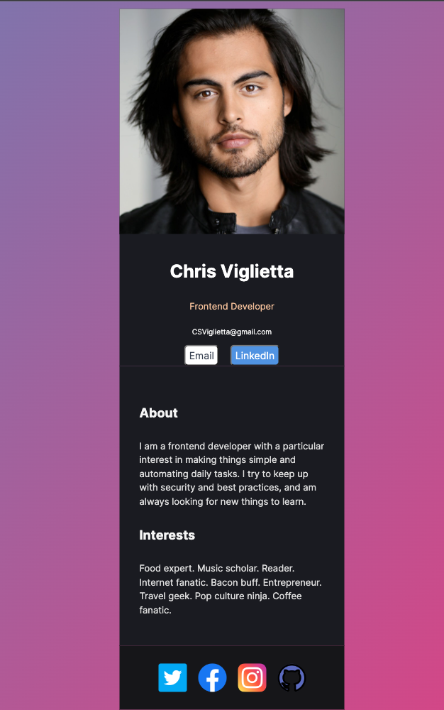 GitHub - ChrisVee/React-Business-Card