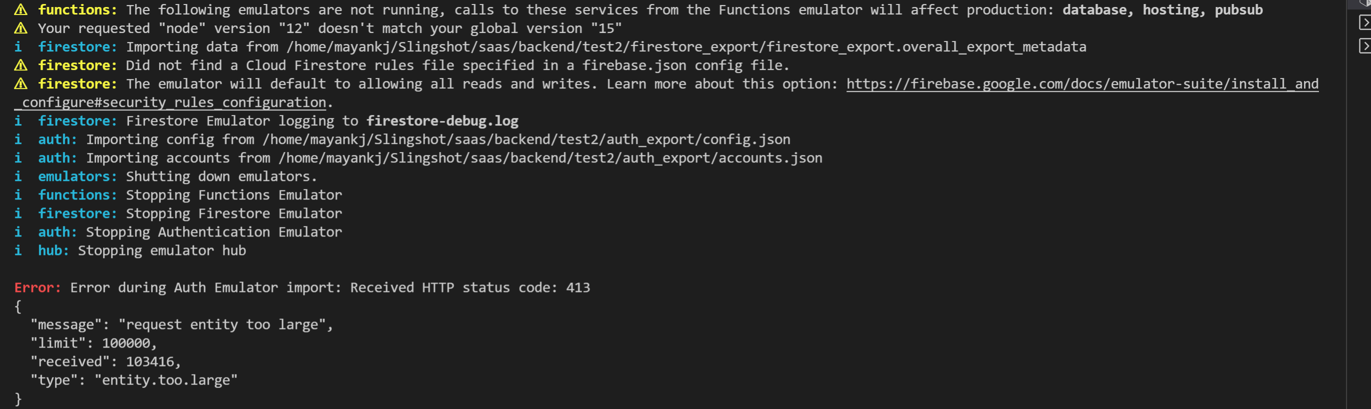 Request Entity Too Large When Trying To Import Into Auth Emulator · Issue 3570 · Firebase