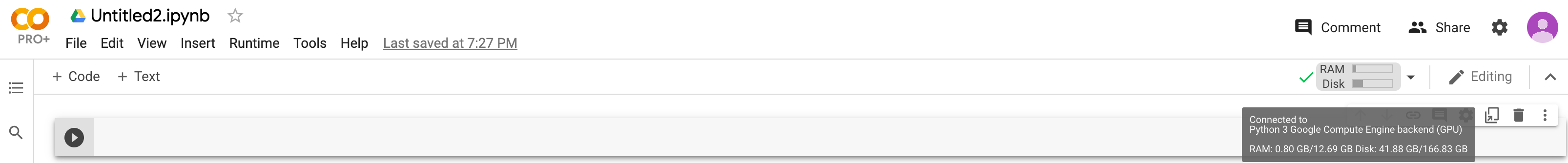 My colab pro+ can access only less than 13g ram and p100 gpu. · Issue ...