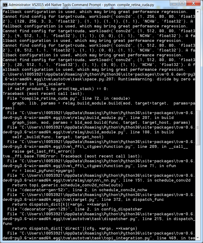 ZeroDivisionError when compile mxnet model target cuda under Windows · Issue #3714 · apache/tvm ...