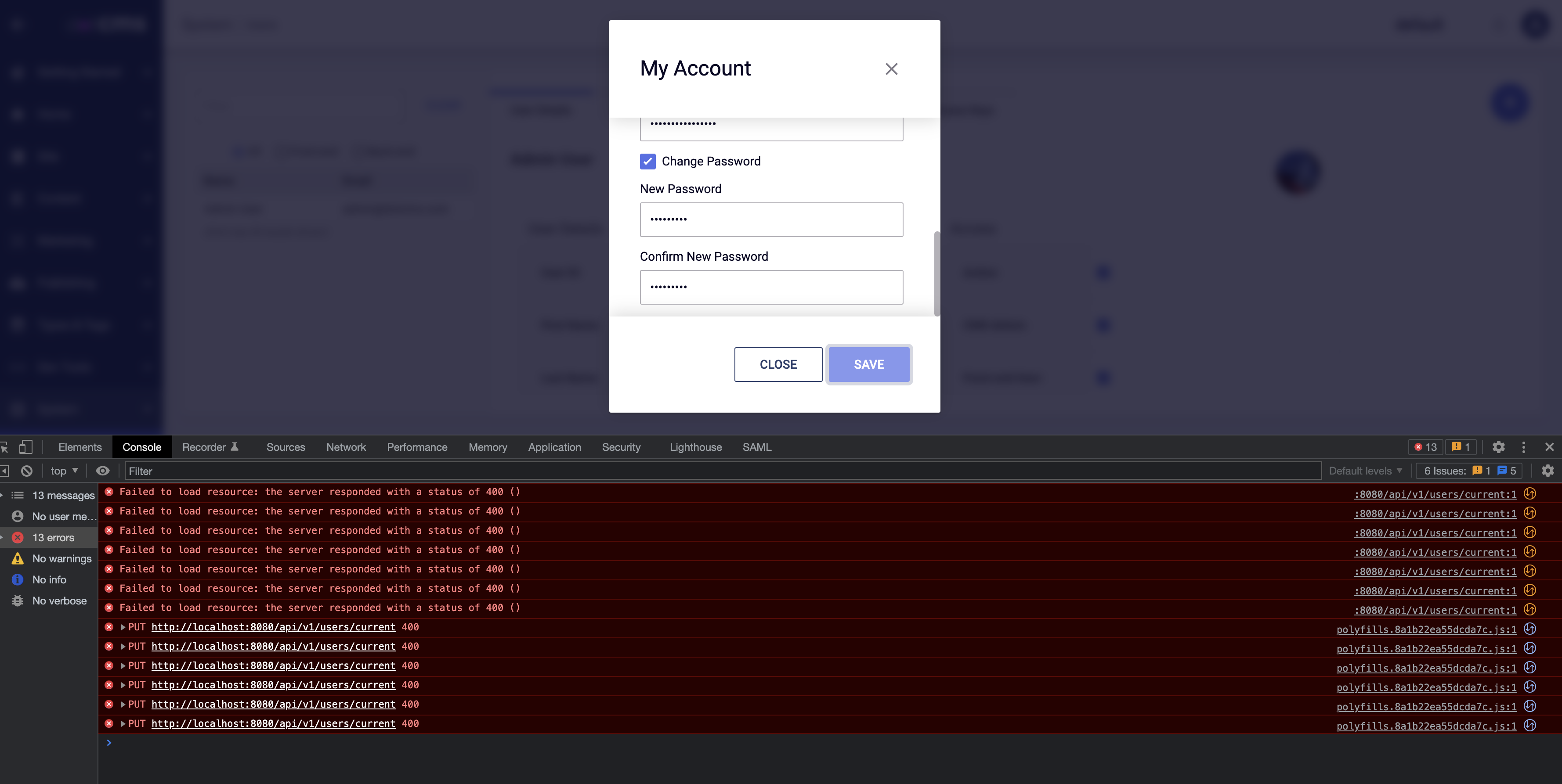 We are not notifying the UI about the bad request error changing password · Issue #22204 ...