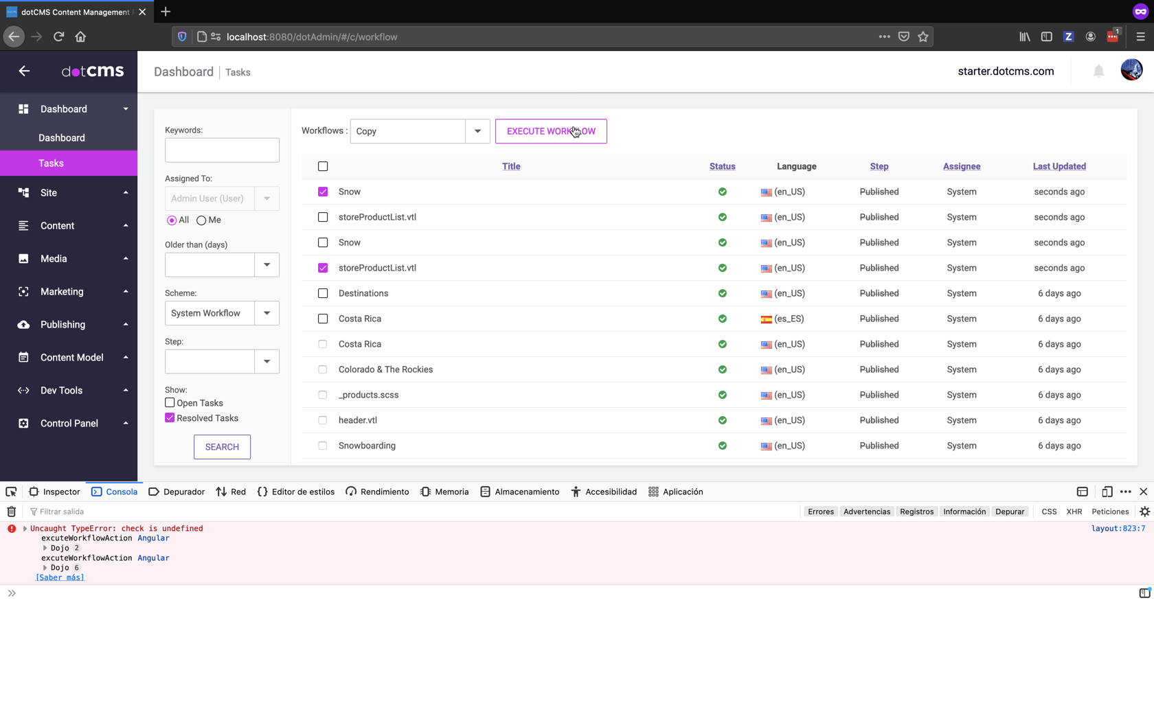 Unable to execute some workflow actions from task portlet · Issue #19141 · dotCMS/core · GitHub