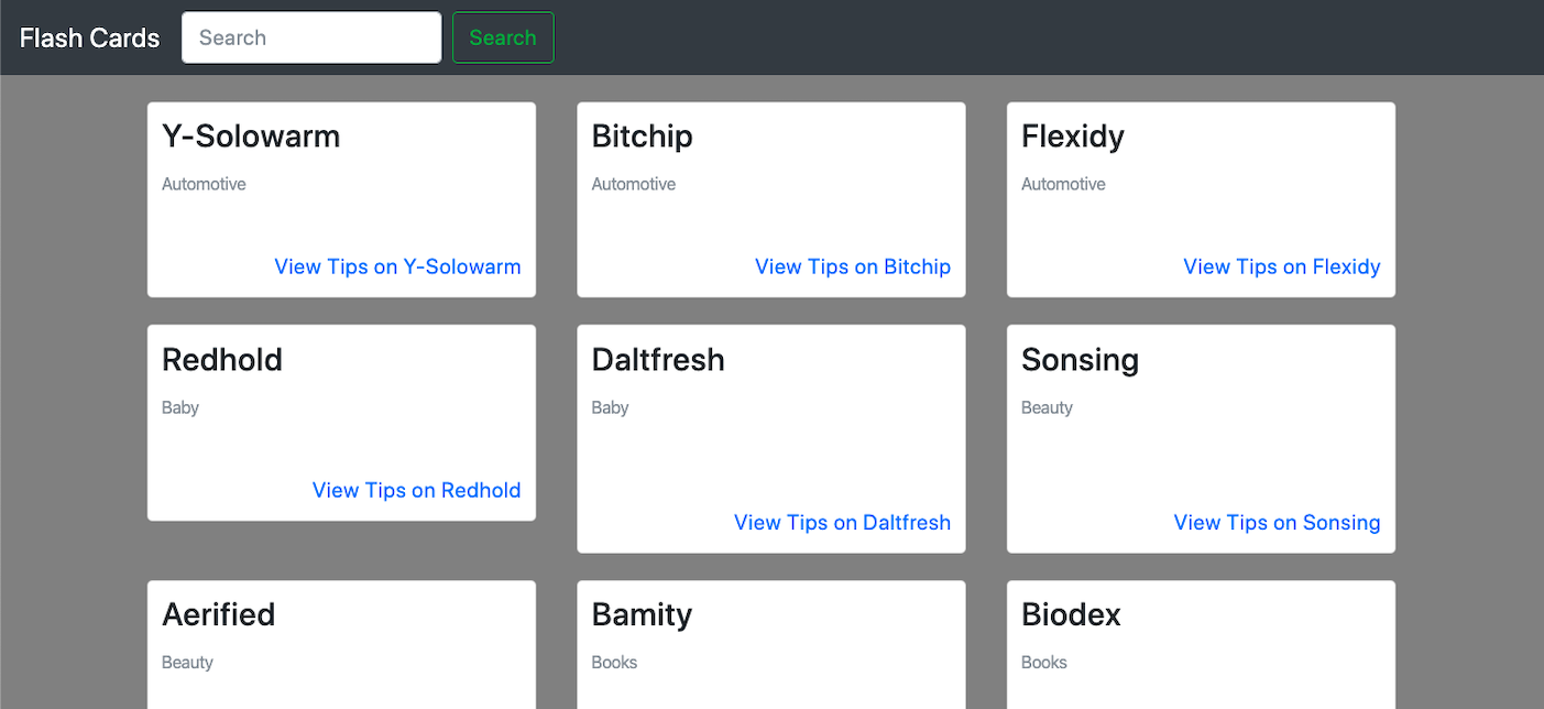 GitHub - StephanieCherubin/Flash-Cards: Random Note Cards with Pagination and Search