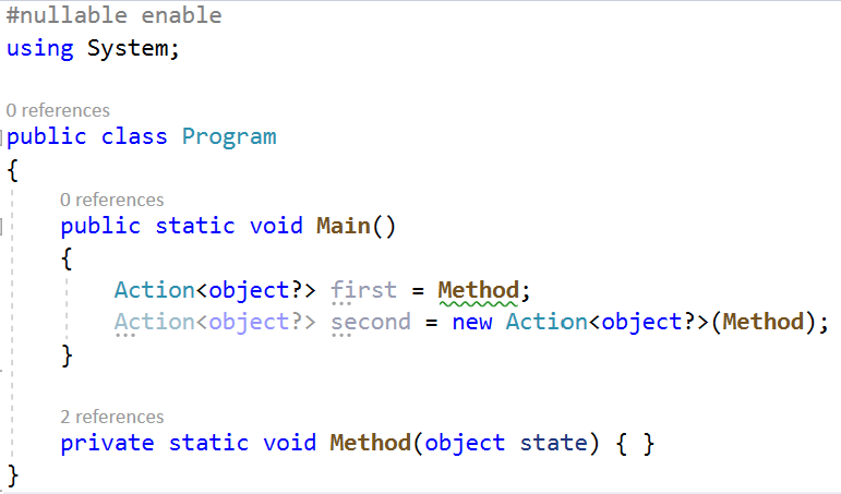 Explicit Delegate Construction Doesn T Warn On Nullable Mismatch · Issue 34731 · Dotnet Roslyn