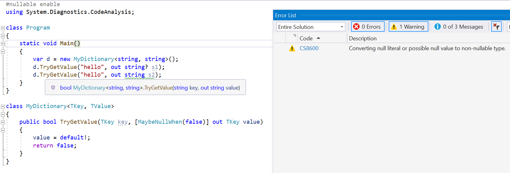 Maybenullwhenfalse Results In Disagreement Between Intellisense And Compiler · Issue 38547