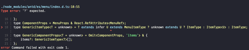 [Build Error] Type error: '?' expected. (NextJS build) · Issue #42639 · ant-design/ant-design ...