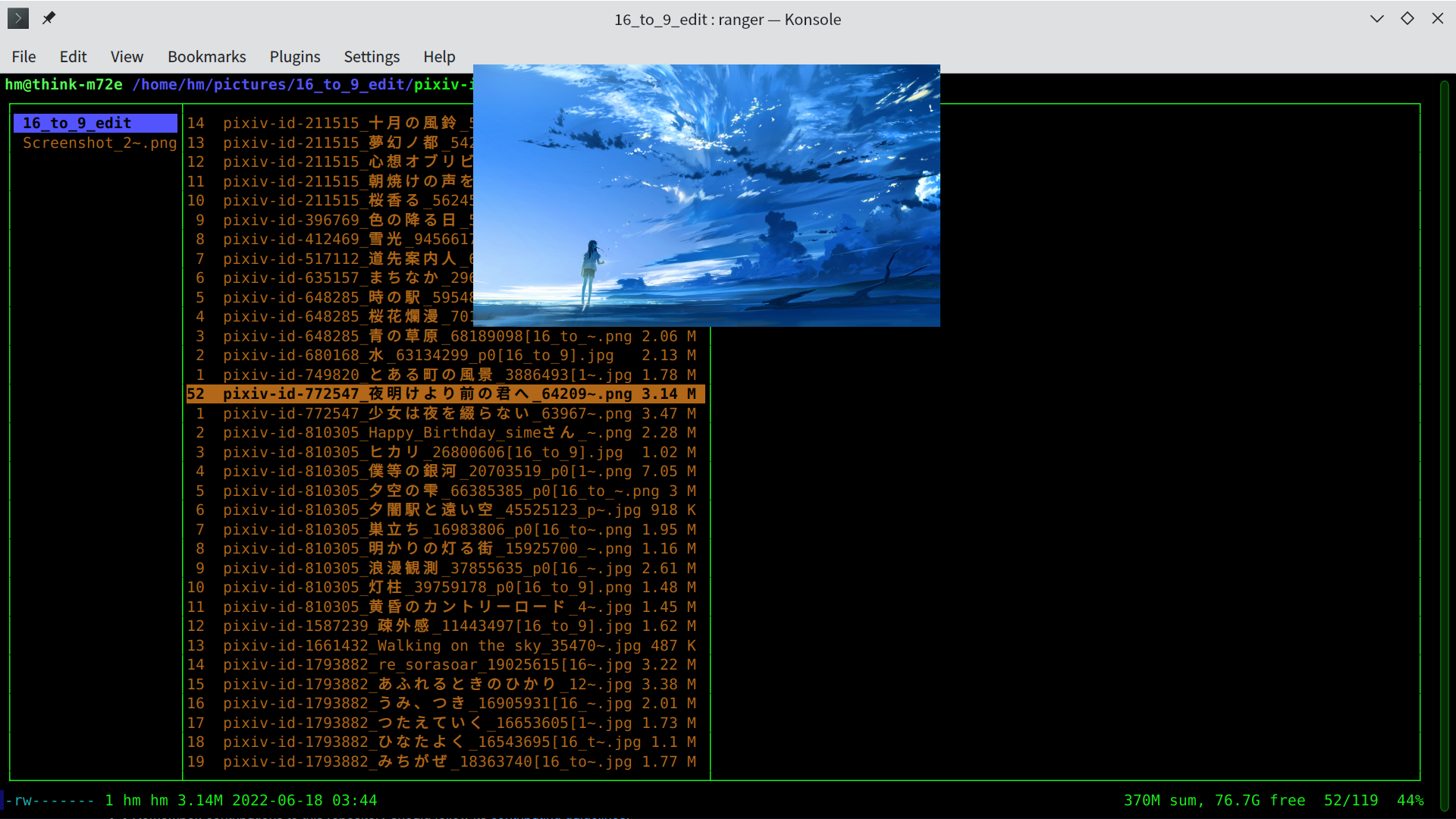 image preview would not fill up the last columns in Konsole · Issue #2688 · ranger/ranger · GitHub