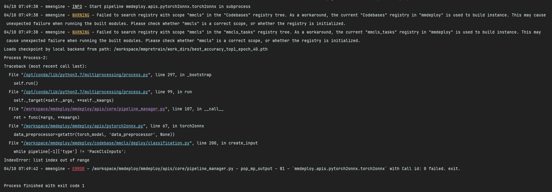 [Bug] can't convert model trained by mmpretrain to onnx format · Issue #1973 · open-mmlab ...