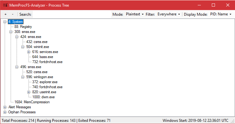 Process Tree - DaFuqs/MemProcFS-Analyzer GitHub Wiki