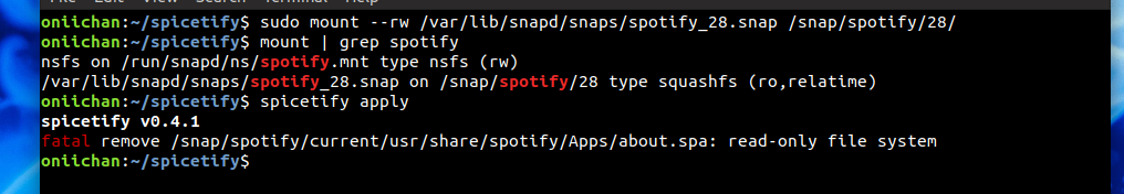 Error when applying theme (read-only file system) · Issue #3 · spicetify/cli · GitHub