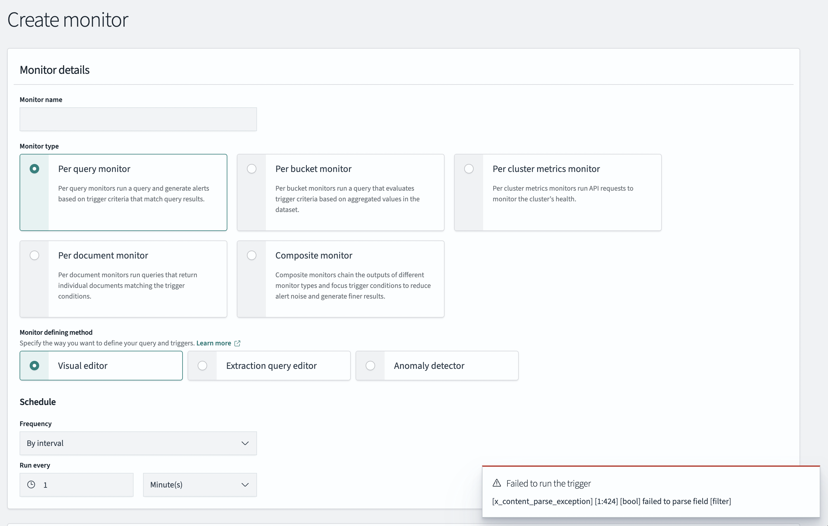 [BUG] 2.10 Monitor add trigger GUI error · Issue #5188 · opensearch-project/OpenSearch ...
