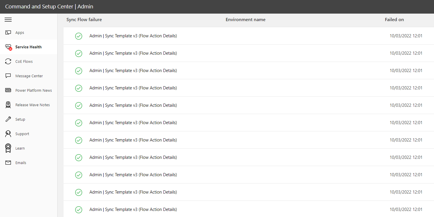 [CoE Starter Kit - Feature]: Service Health Multiple selection Acknowledgement (Admin - Command ...