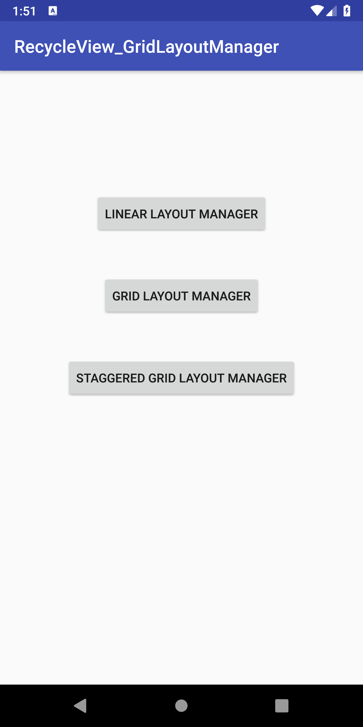 GitHub - LutsakYevhen/LayoutManagerSimpleExample: An example of RecyclerView using different ...