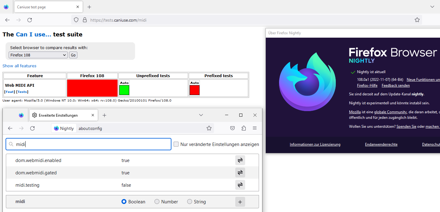 Firefox 108: Web MIDI 🎉 by Schweinepriester · Pull Request #6521 · Fyrd/caniuse · GitHub