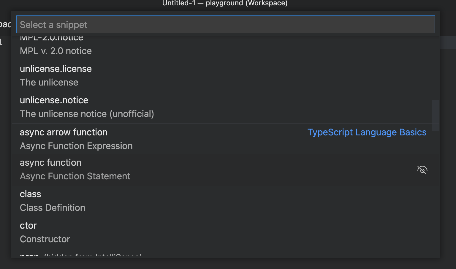insert snippet picker list show where the snippet from · Issue #138105 · microsoft/vscode · GitHub