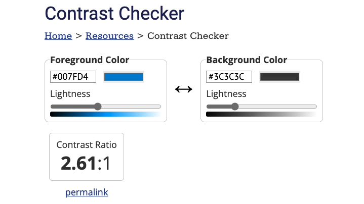 The color contrast ratio of the focus indicator on "Back" button with ...