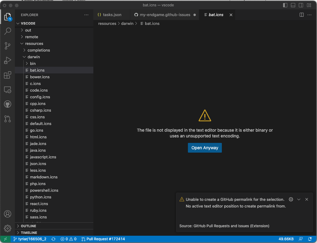 Support permalinks in unrendered files · Issue #4468 · microsoft/vscode-pull-request-github · GitHub