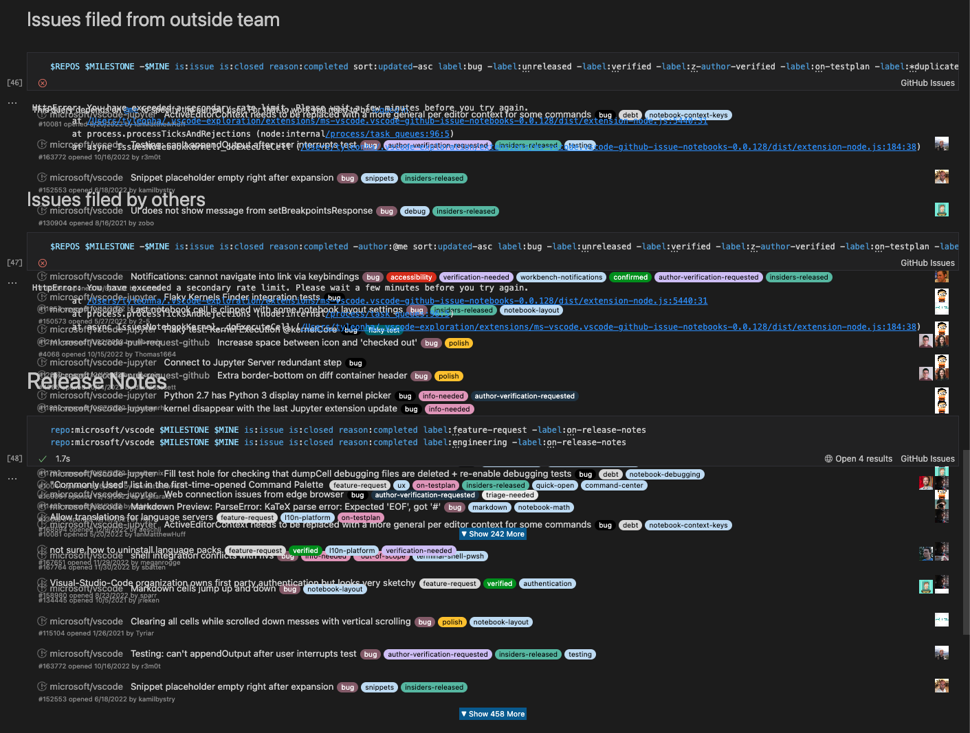 Previous Prompt Bleeds Through In Github Issue Notebooks · Issue