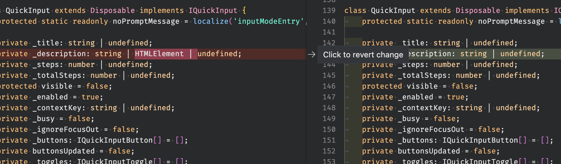 Add Tooltip On The Revert Arrow In The Diff Editor · Issue 181225 · Microsoftvscode · Github 