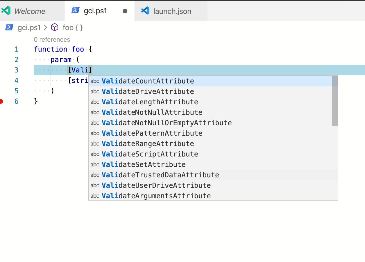 Validator Attributes Not Suggested Through Intellisense · Issue 613 · Powershellvscode