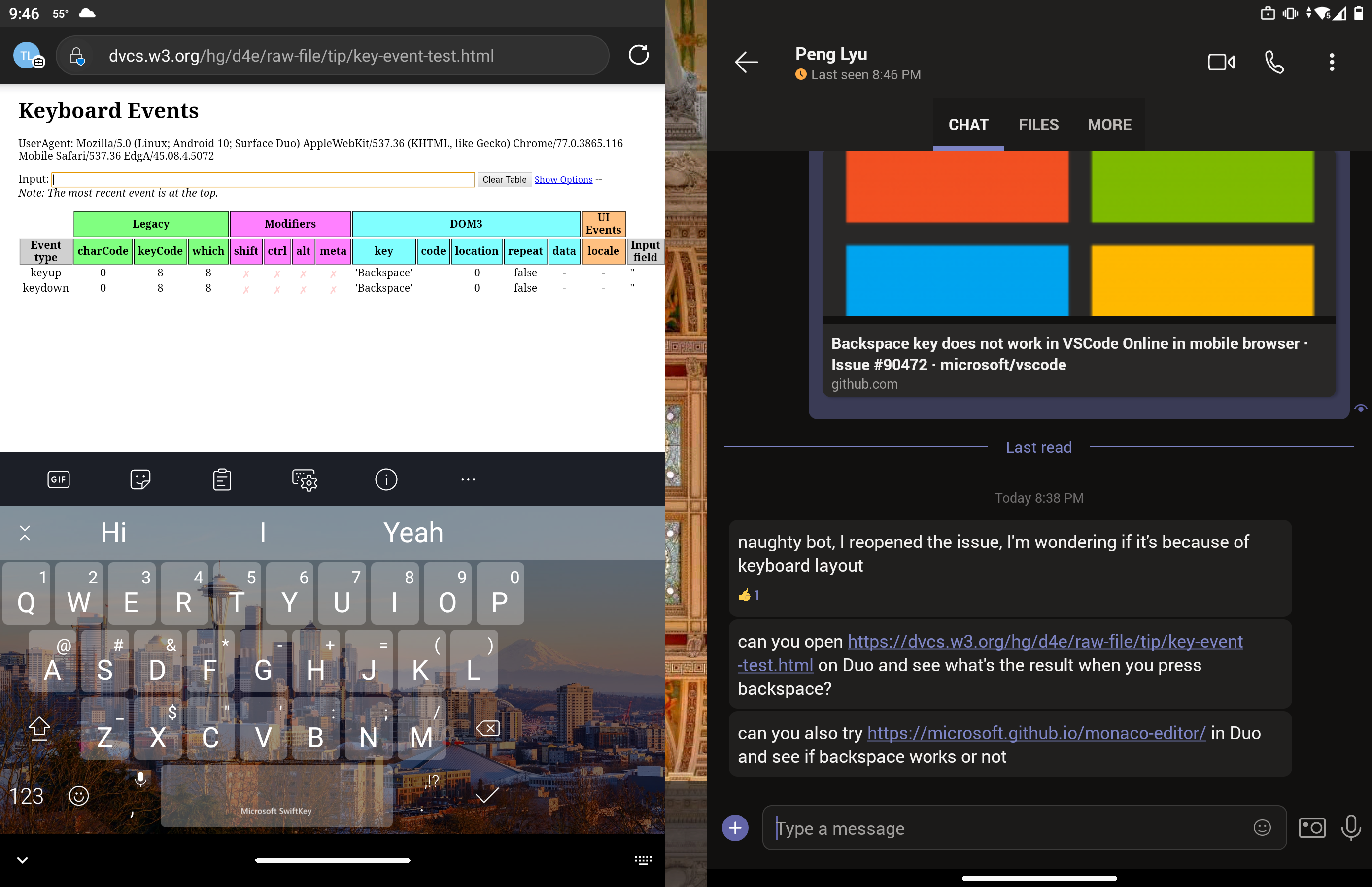 Issues with Backspace in Codespaces on Android (Surface Duo) · Issue ...