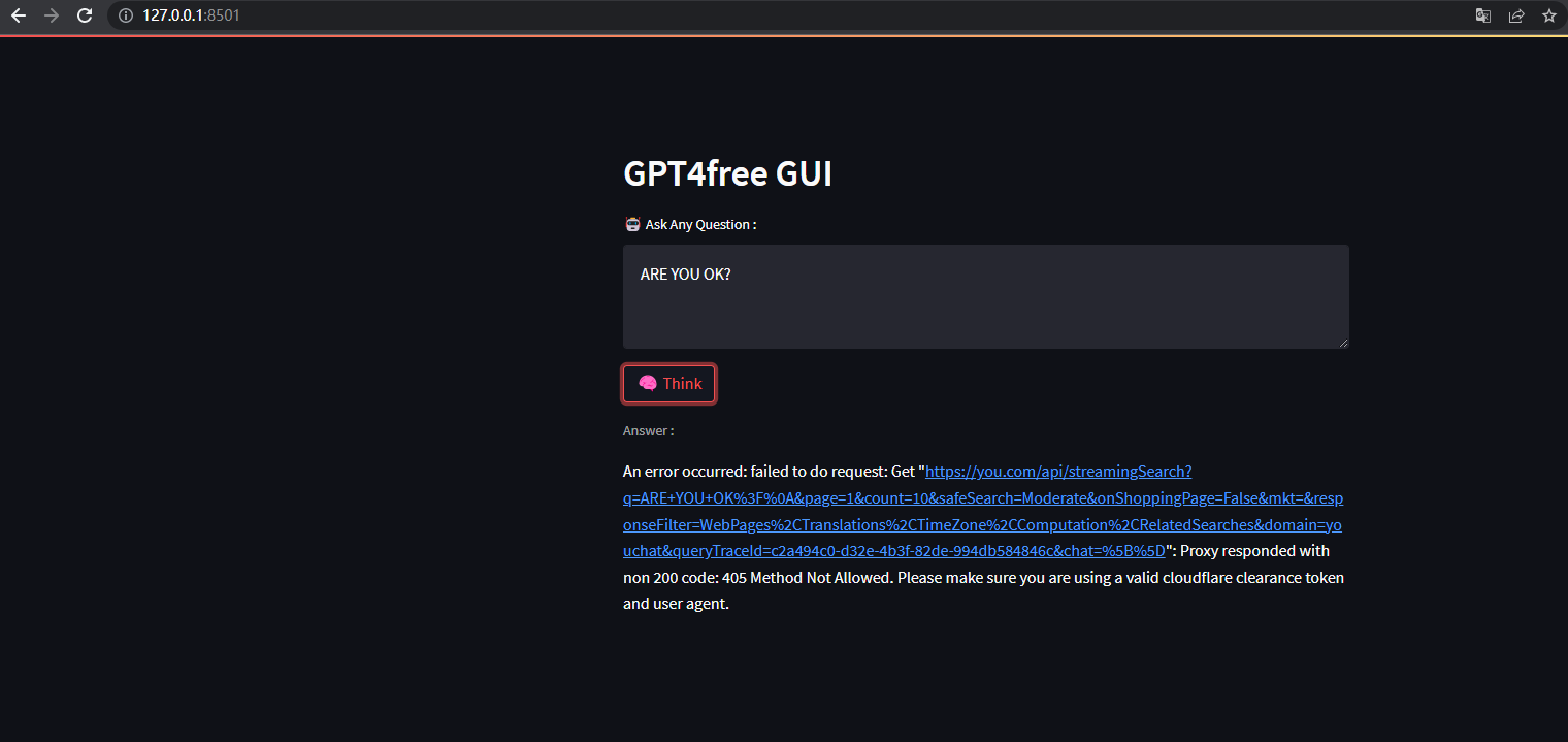 Hi Guys, this issue how to fix: failed to do request: Get "https://you.com/api/streamingSearch ...