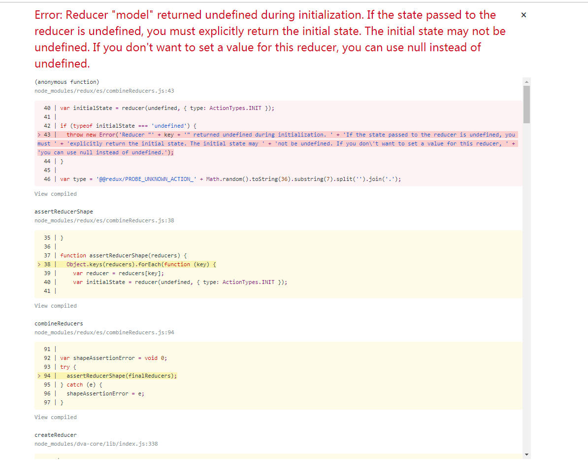 设置为动态菜单后model会报错：Reducer "model" returned undefined during initialization. （已解决，close） · Issue ...
