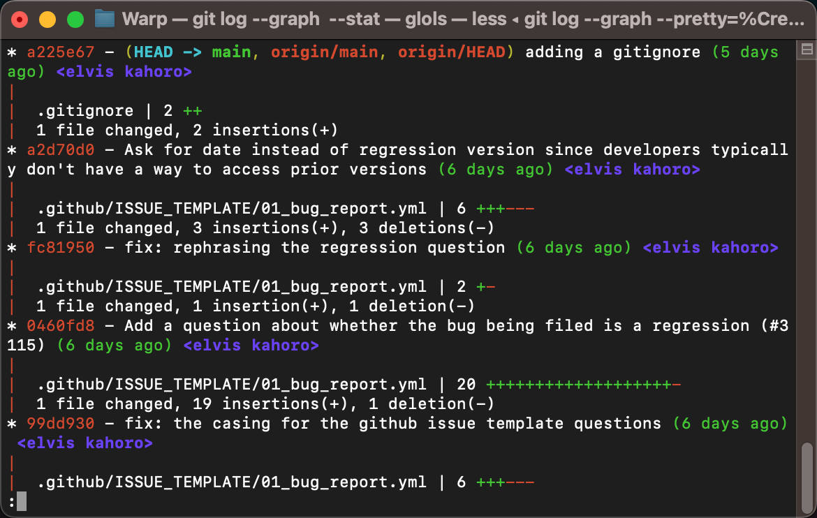 zsh: no matches found: -%C(auto)%d%Creset · Issue #3158 · warpdotdev/Warp · GitHub