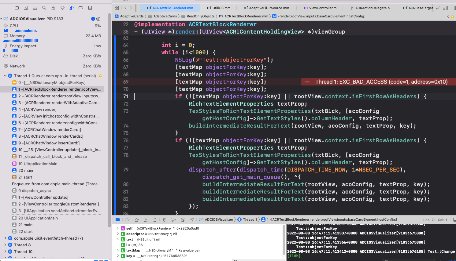 [rendering] Ios App Crash · Issue 7748 · Microsoft Adaptivecards · Github