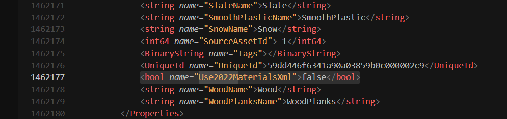 `MaterialService.Use2022Materials` is serialized internally as `Use2022MaterialsXml` · Issue ...