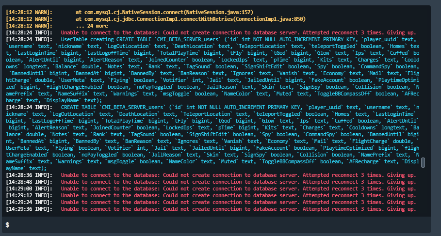 MySQL Connection impossible · Issue #4844 · Zrips/CMI · GitHub