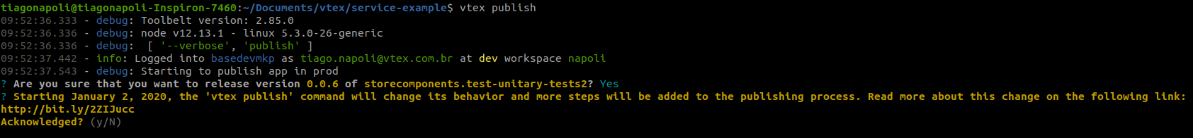 Provide a way to skip user prompts on 'vtex publish' · Issue #713 · vtex/toolbelt · GitHub