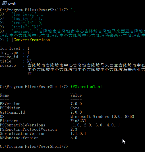 Powershell 7 ConvertFrom-Json Throw " startIndex cannot be larger than length of string ...