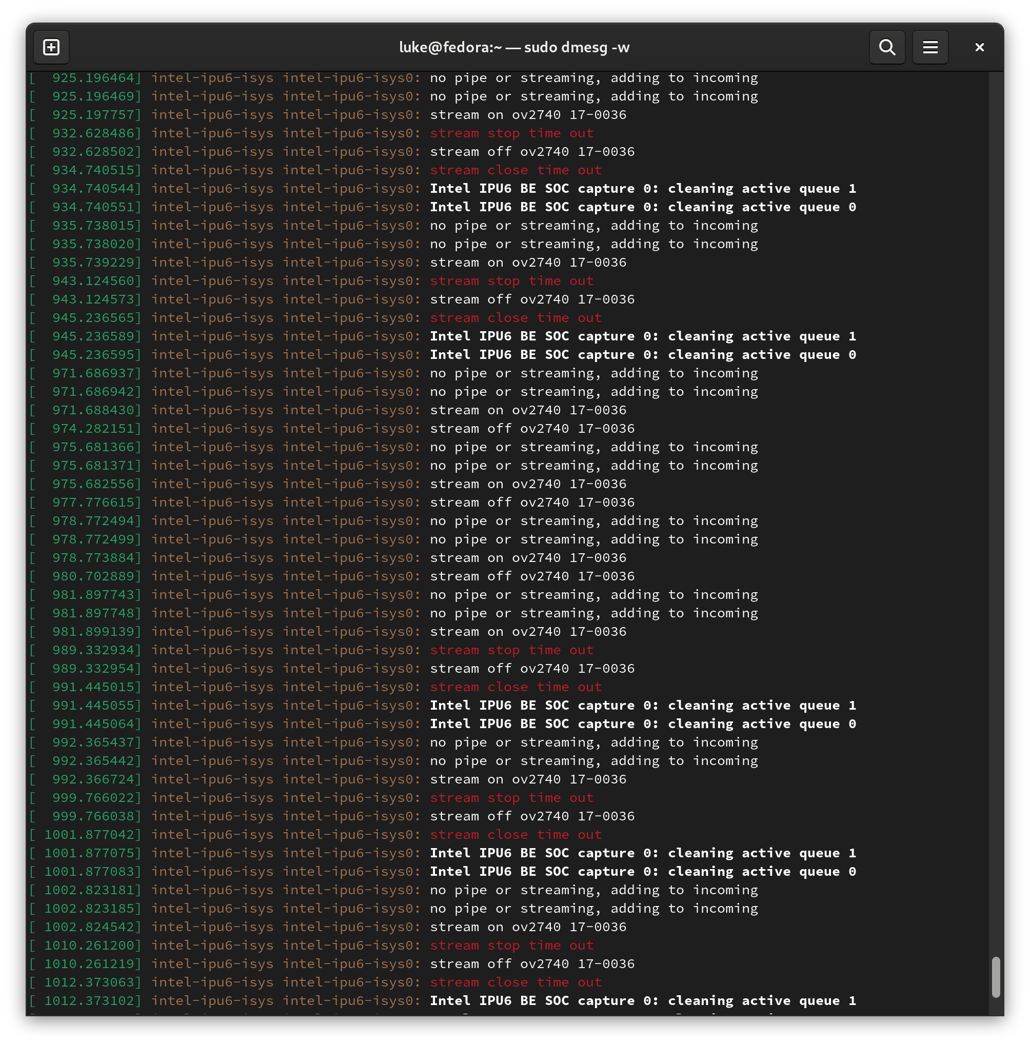 Sensor never starts streaming data 70% of the time on X1 Carbon Gen 11 · Issue #187 · intel/ipu6 ...