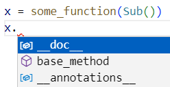 Intellisense, typehints, and subclasses · Issue #2130 · microsoft ...