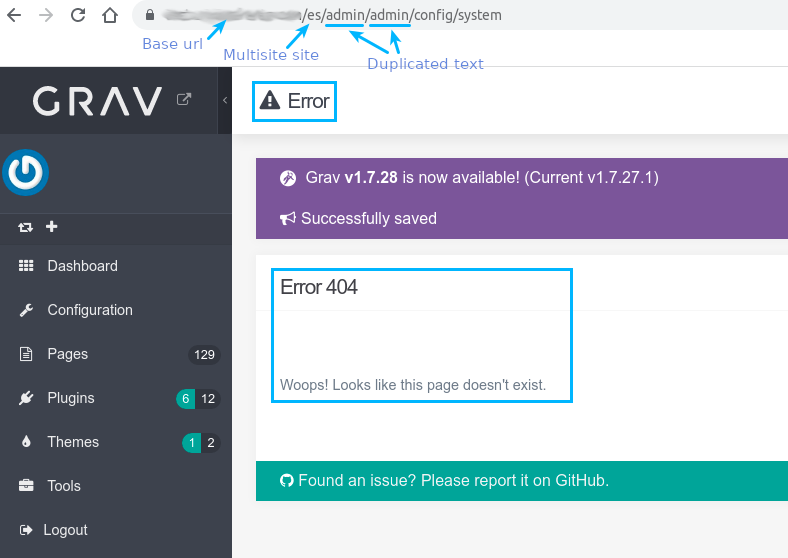 Multisite admin redirects to 404 page after saving changes · Issue #2231 · getgrav/grav-plugin ...