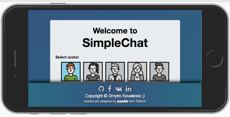 DEV-18: Change the layout of the footer · Issue #36 · KovDimaY/SimpleChat-Socket.io · GitHub