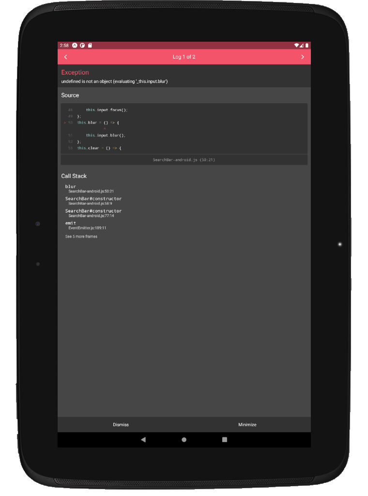 Searchbar Null Is Not An Object Evaluating Putblur 