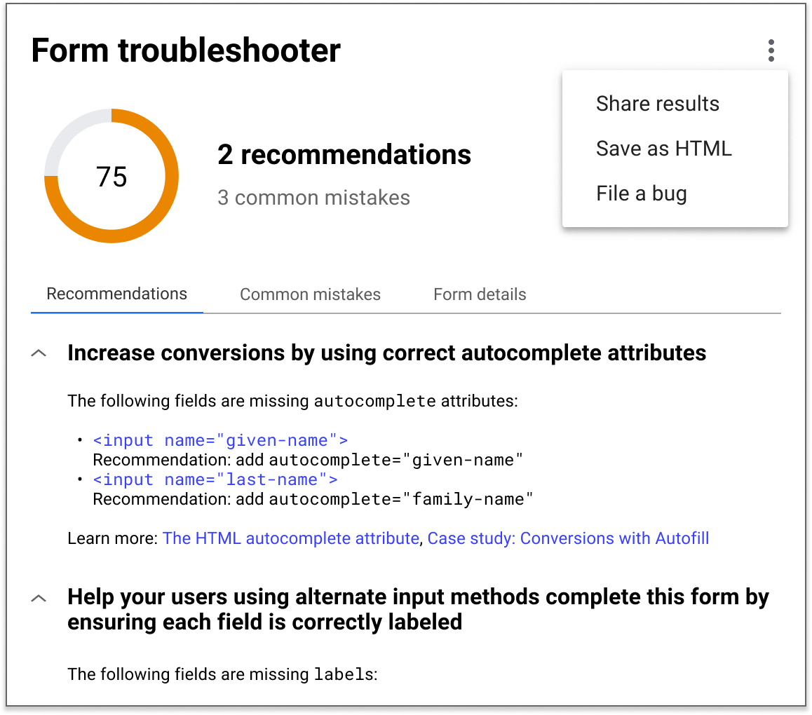 Add a score indicating how well the form follows guidance · Issue #21 · GoogleChromeLabs/form ...