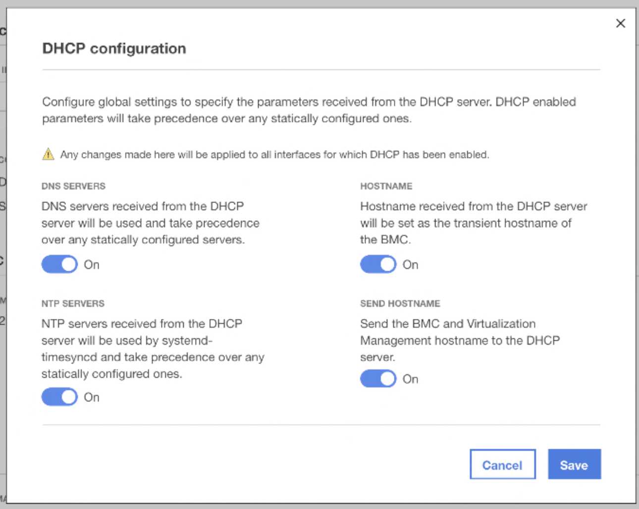 GUI : FED : Network Settings - Add DHCP · Issue #1515 · ibm-openbmc/dev · GitHub