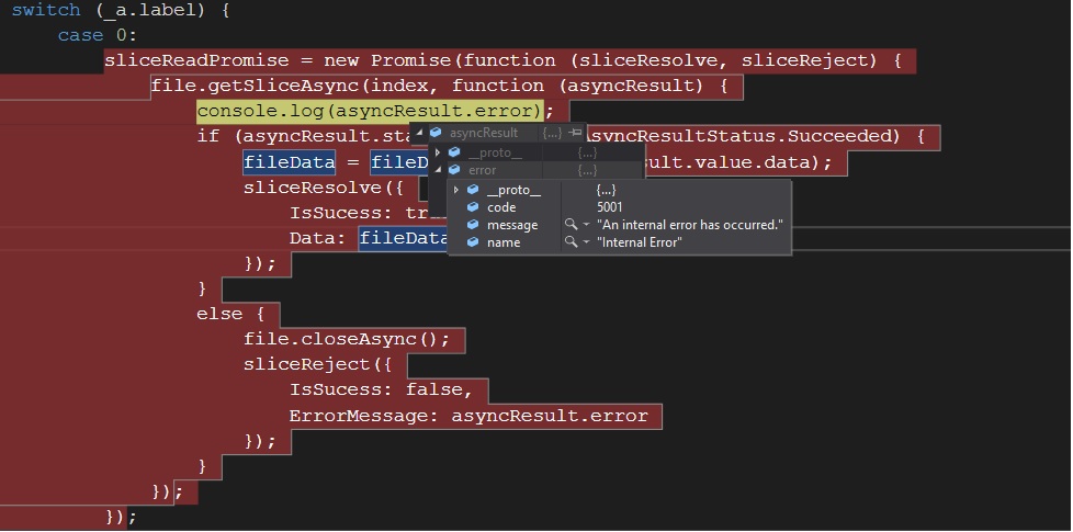 file.getSliceAsync throwing 5001(internal error) when slice count is more than one Microsoft ...