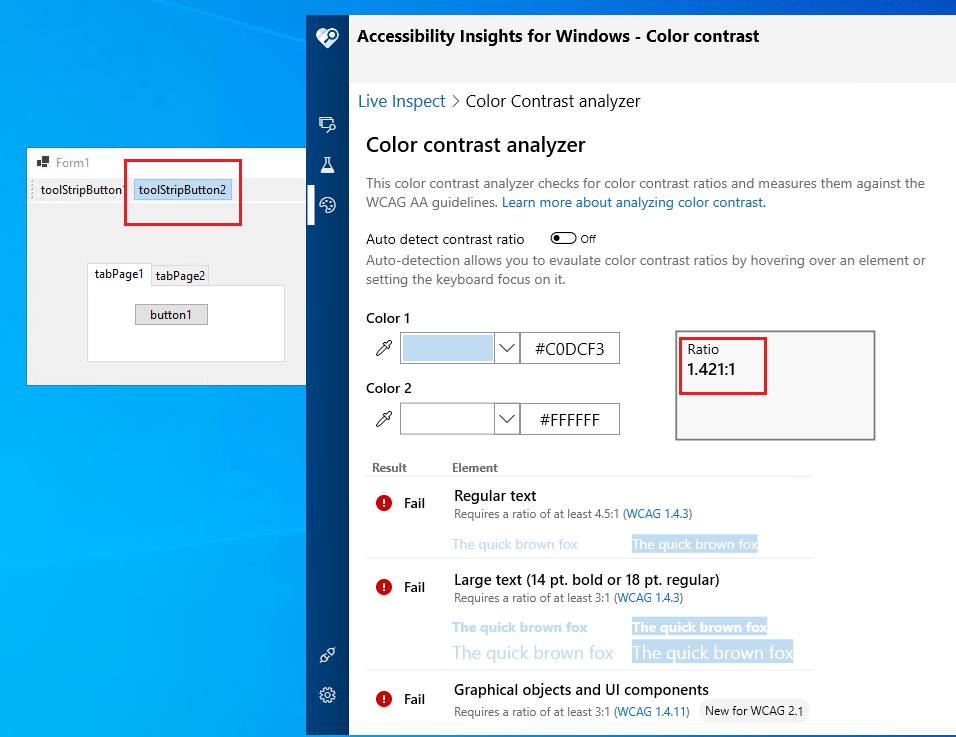 Accessibility: Color Contrast: Luminosity ratio is less than 3:1 for focus indicator on ...