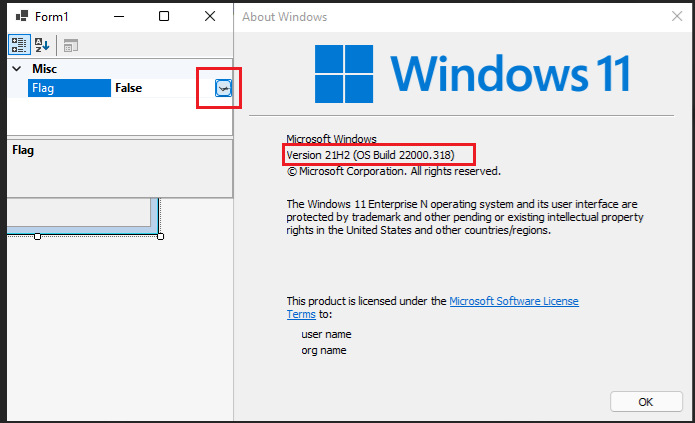 Selected dropdown button in `PropertyGrid` entry has visual artifacts ...