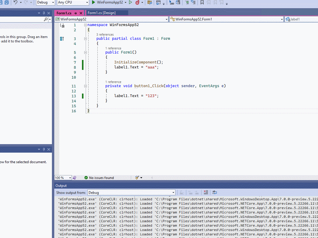 [dotnet-sdk-7.0.100-preview.5.22257.3] WinForm Apps thrown Object ...