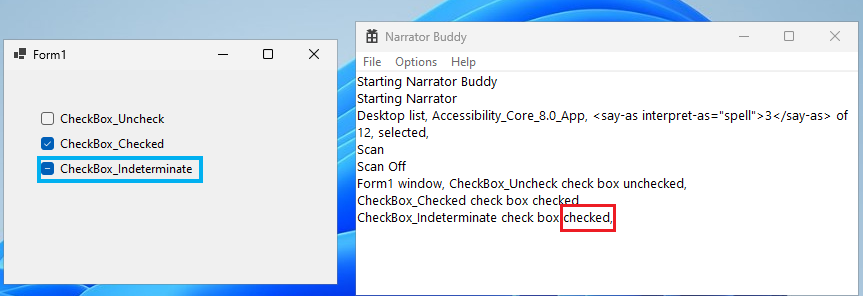 [Accessibility] Narrator cannot announce the indeterminate state of CheckBox correctly · Issue ...