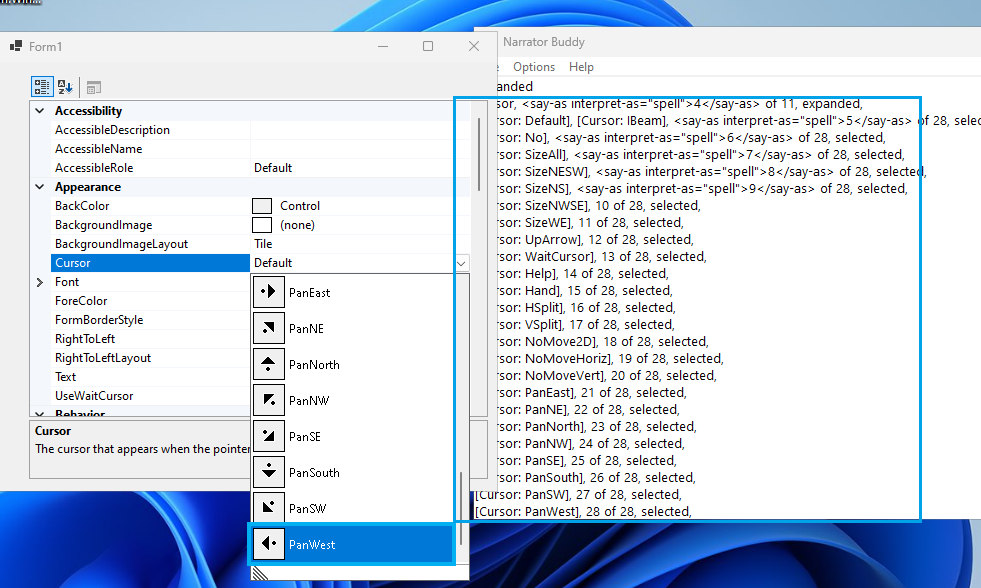 [Accessibility] Narrator cannot announce some cursor items with specific names · Issue #9464 ...
